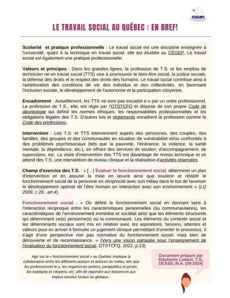 Le travail social au Québec : fiche synthèse – Une assistante de ...